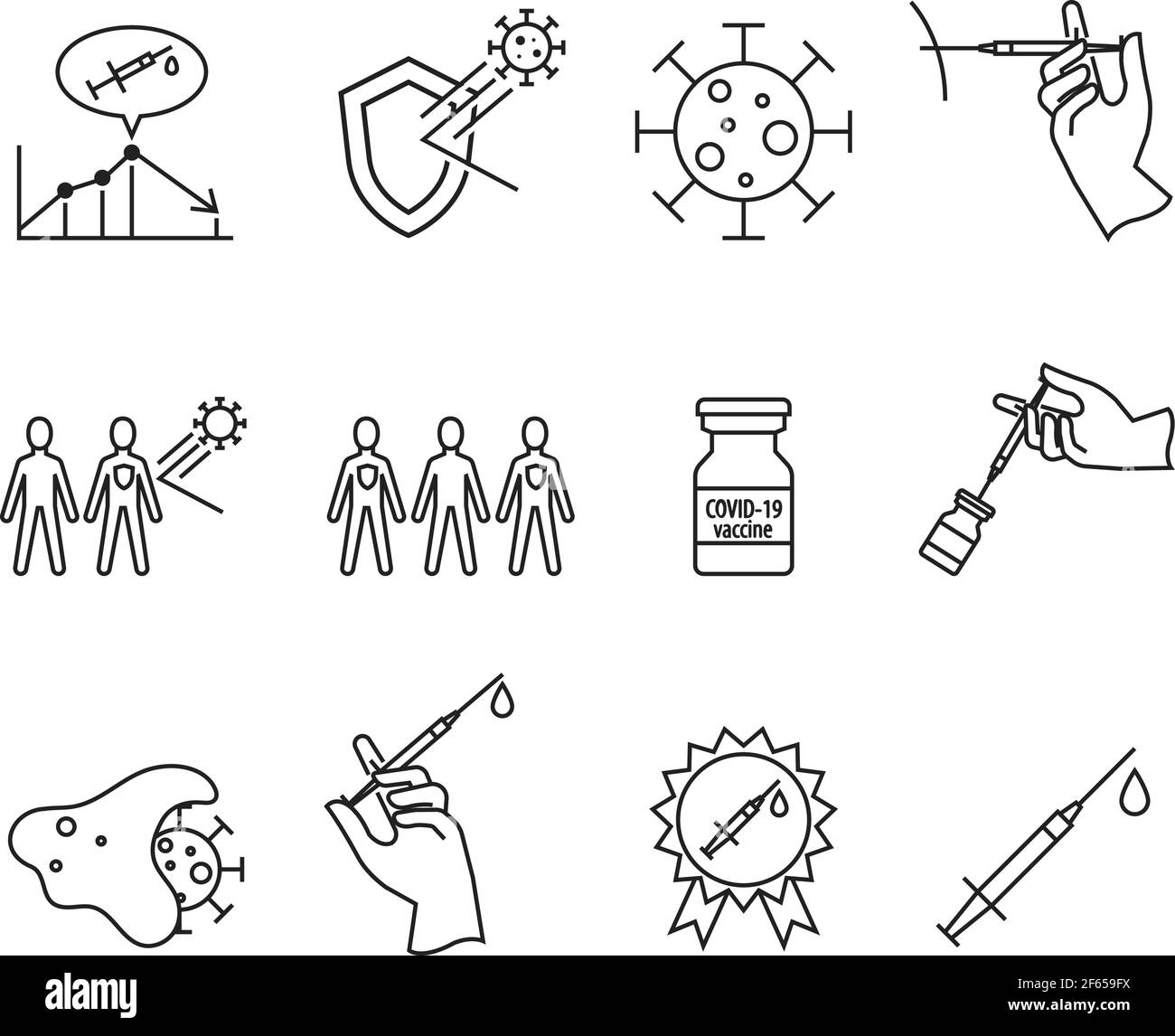 Vaccination icon in thin outline. Vector illustration Stock Vector ...