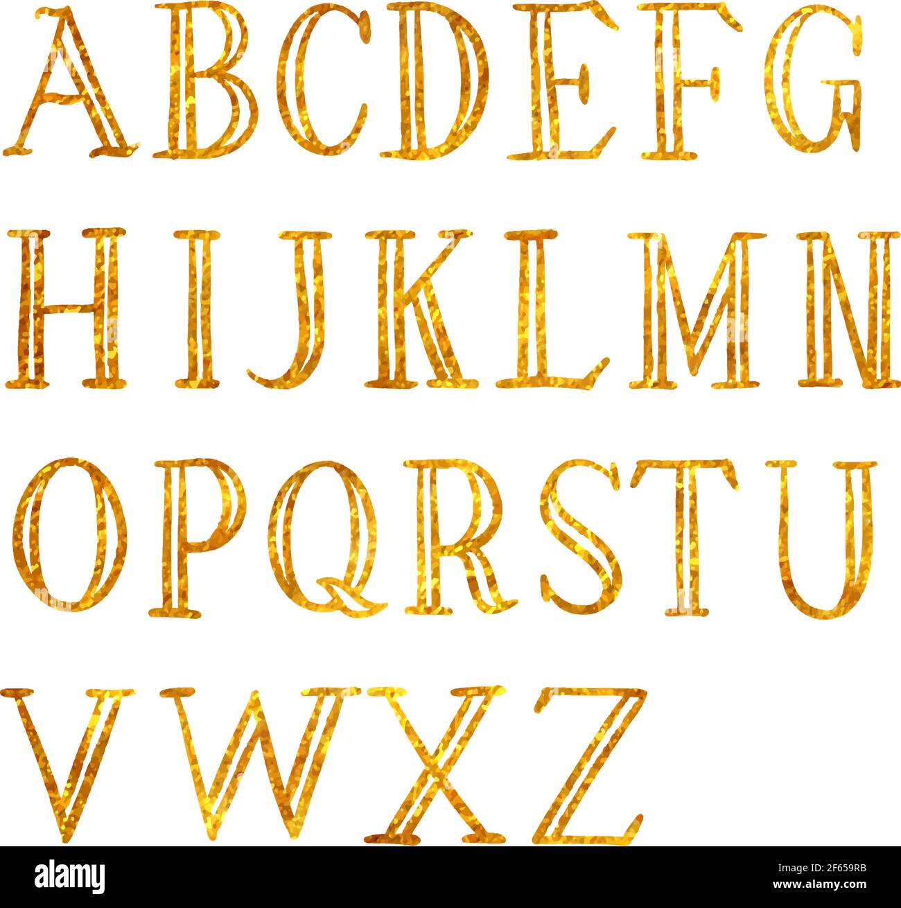 Alphabet fonts in gold glitter style. Vector illustration Stock Vector ...