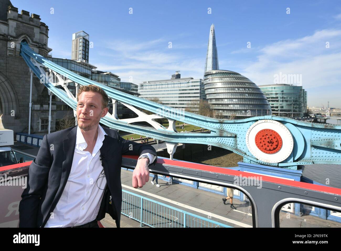 Leader of the Reclaim Party, Laurence Fox, on board his 'Free London ...