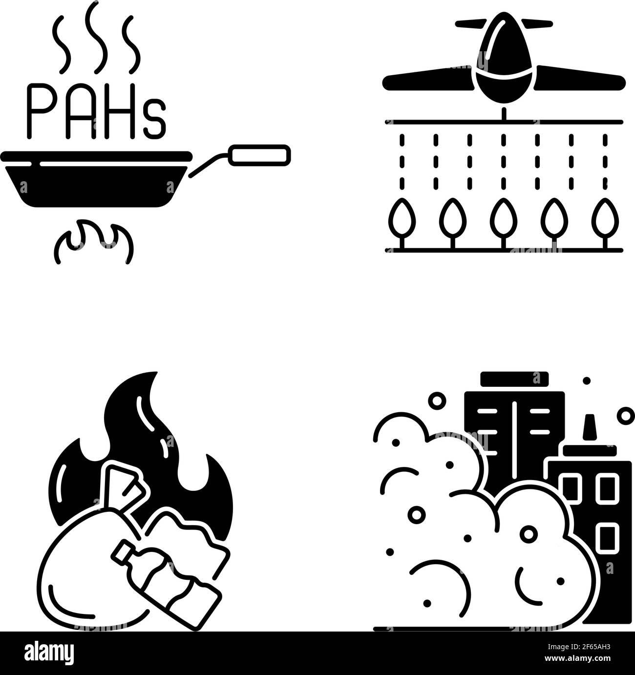 Air pollution black linear icons set Stock Vector Image & Art - Alamy