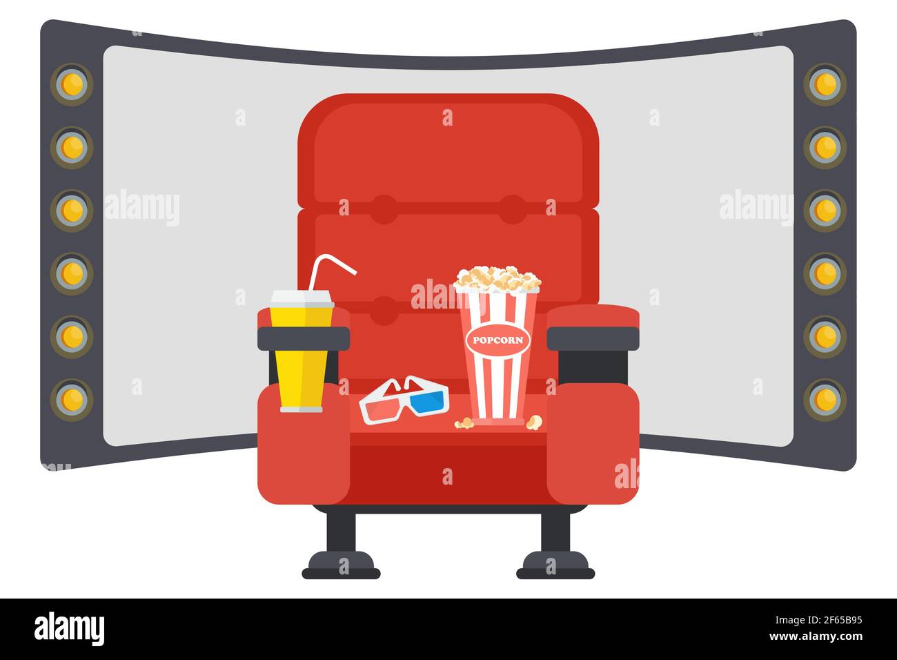 Film directors chair with megaphone, projector, camera and clapboard ...
