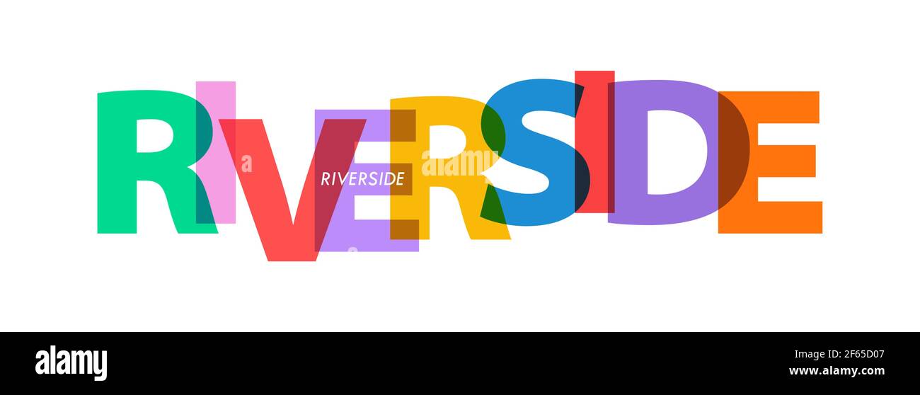 RIVERSIDE. The name of the city on a white background. Vector design ...