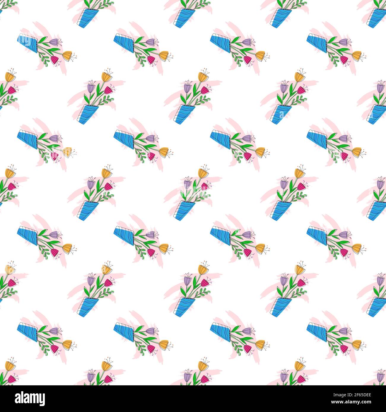Flowers in a vase. Seamless pattern for simple backgrounds, textures ...