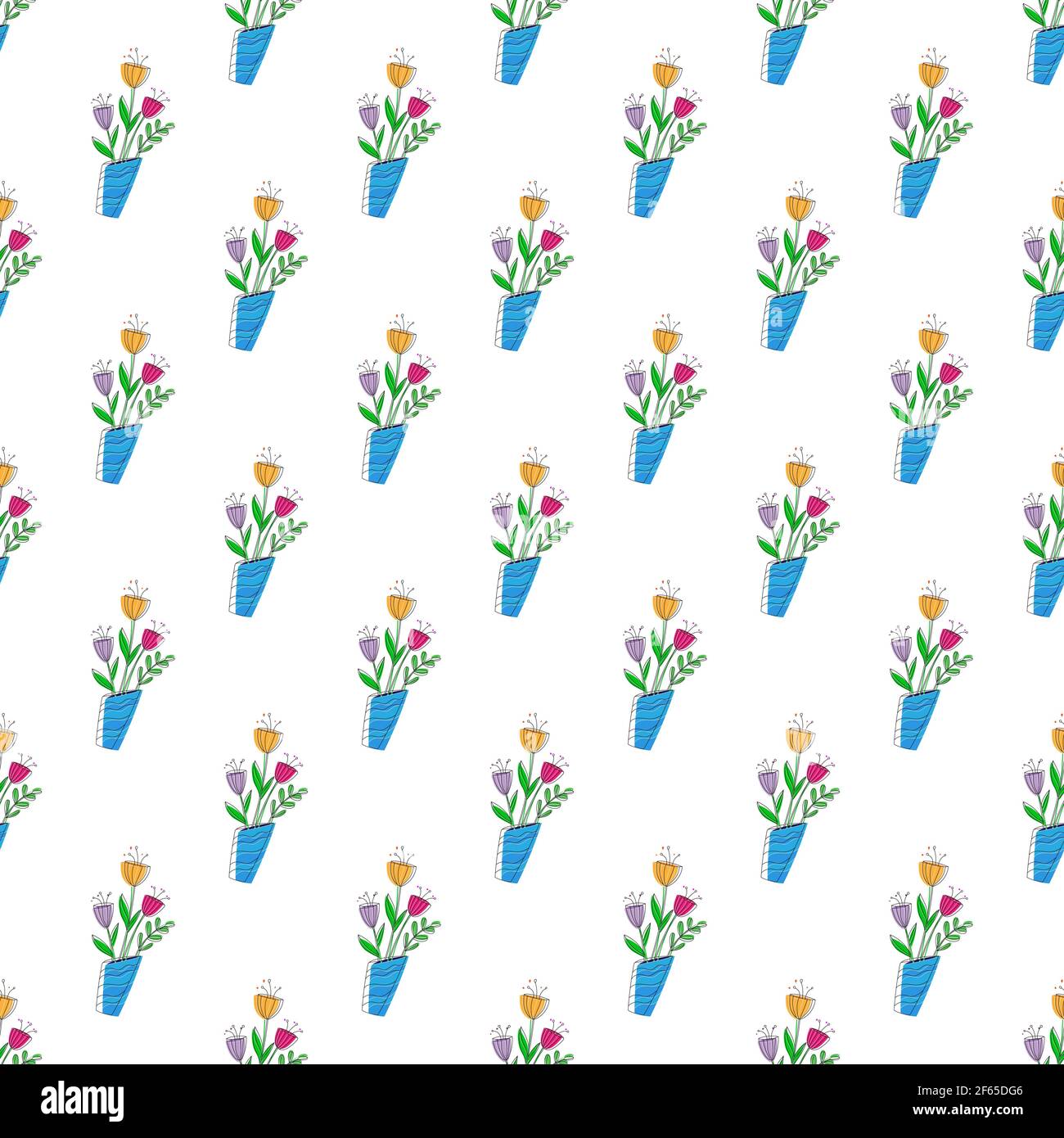 Flowers in a vase. Seamless pattern for simple backgrounds, textures ...