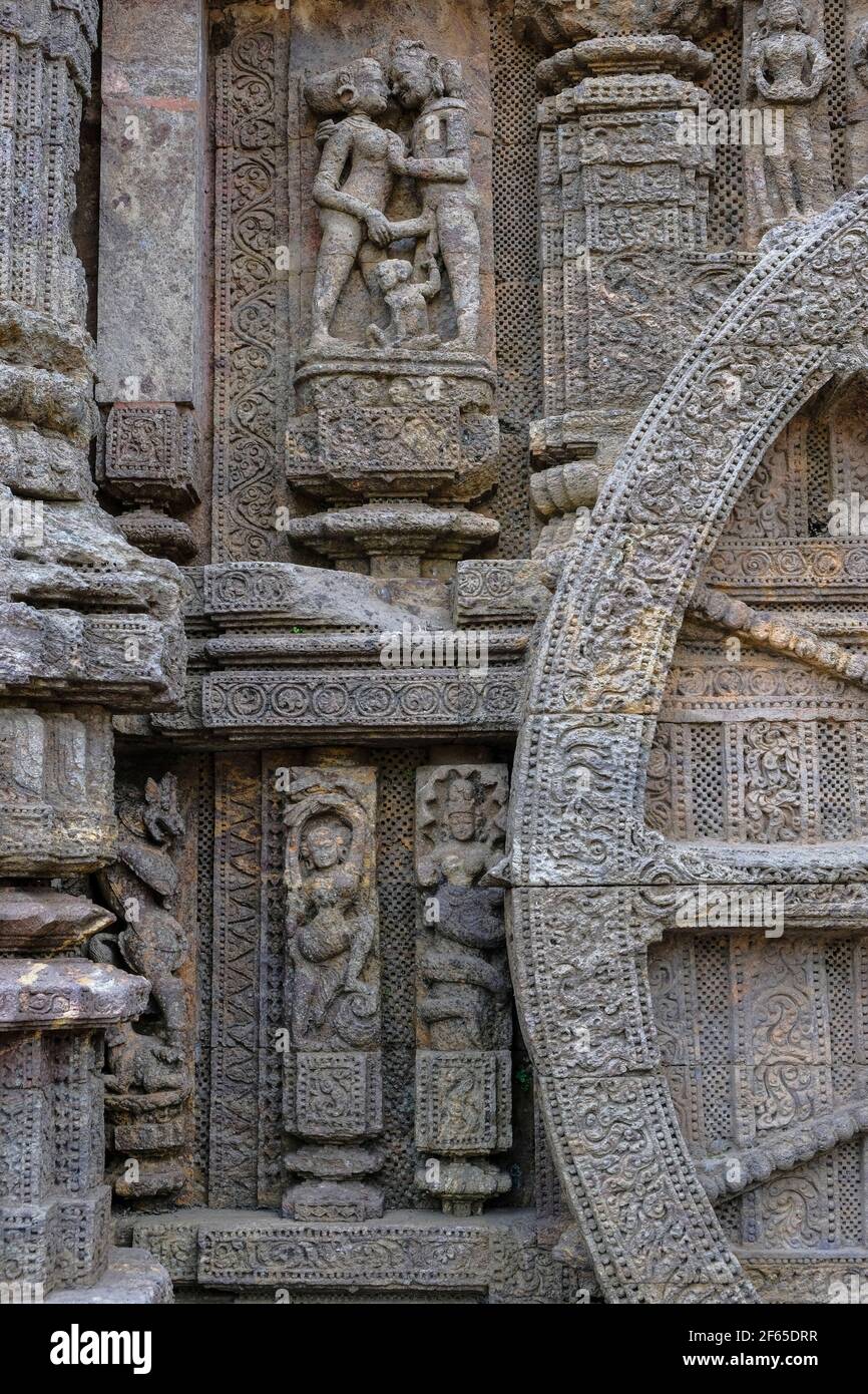 Detail of the Sun Temple was built in the 13th century and designed as ...