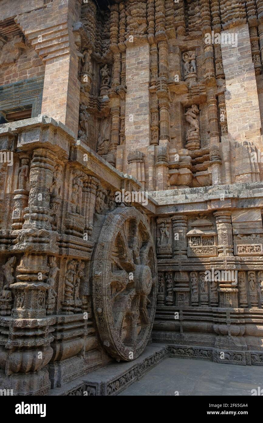 Detail of the Sun Temple was built in the 13th century and designed as ...