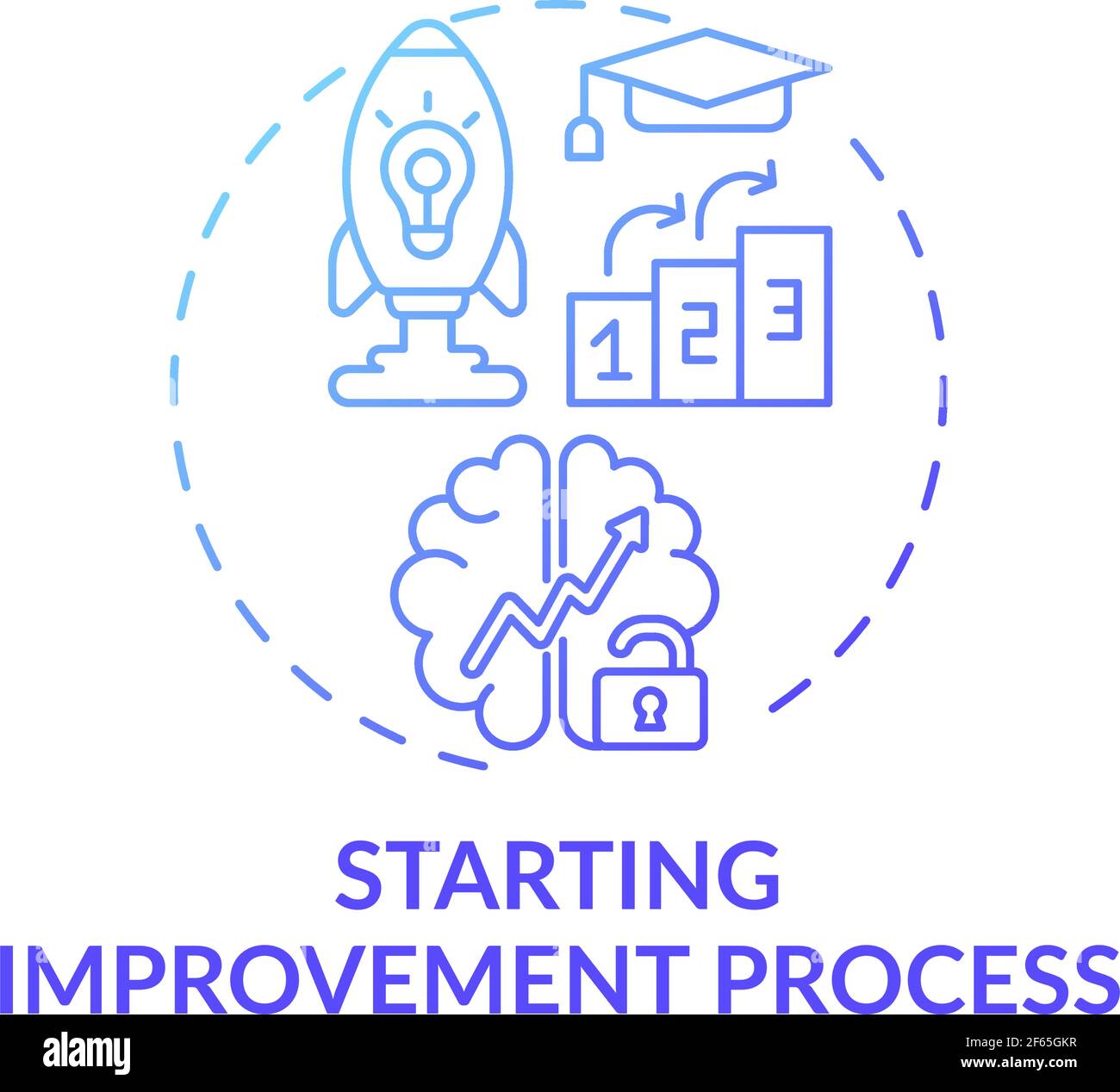Starting improvement process blue gradient concept icon Stock Vector ...