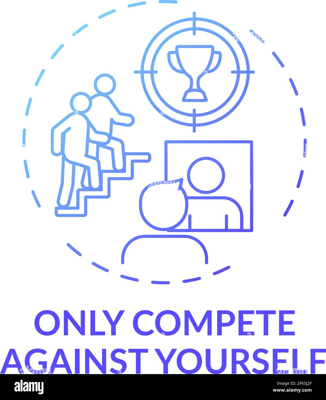 Only compete against yourself blue gradient concept icon Stock Vector ...