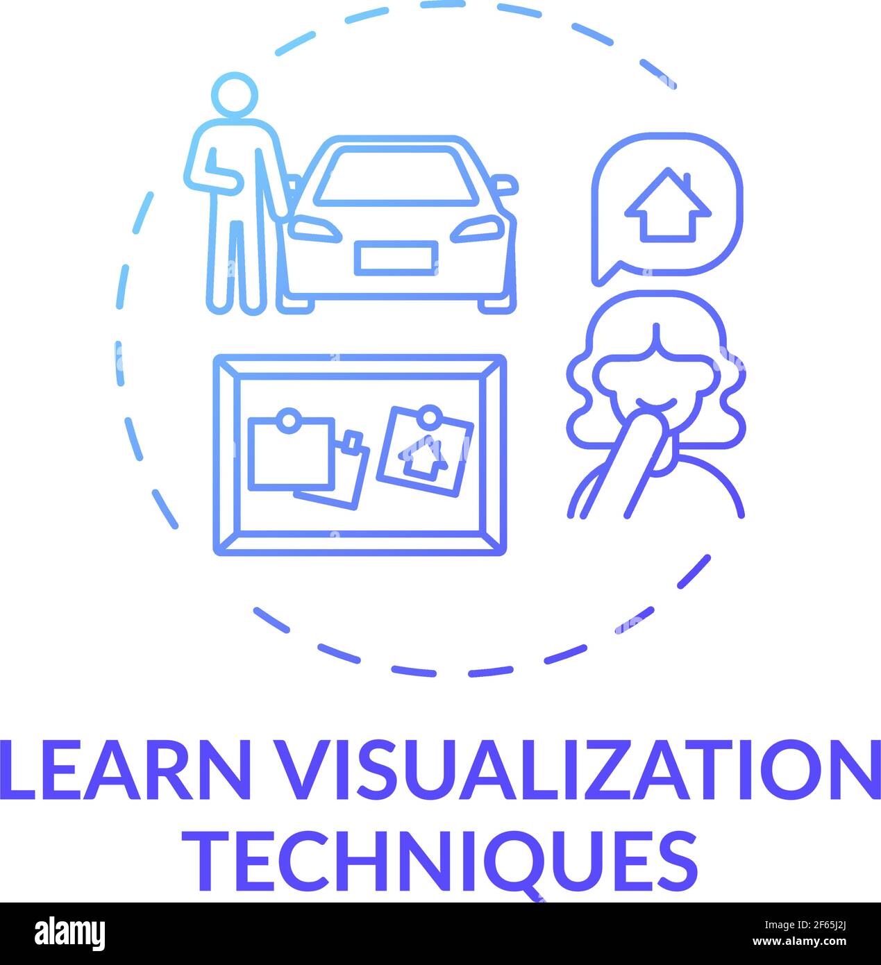 Learn visualization technique blue gradient concept icon Stock Vector ...