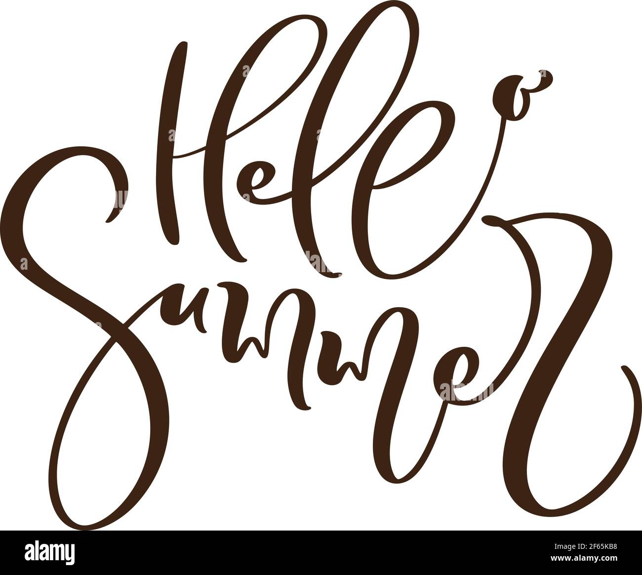 Calligraphy lettering brush text Hello Summer. Vector Hand Drawn ...