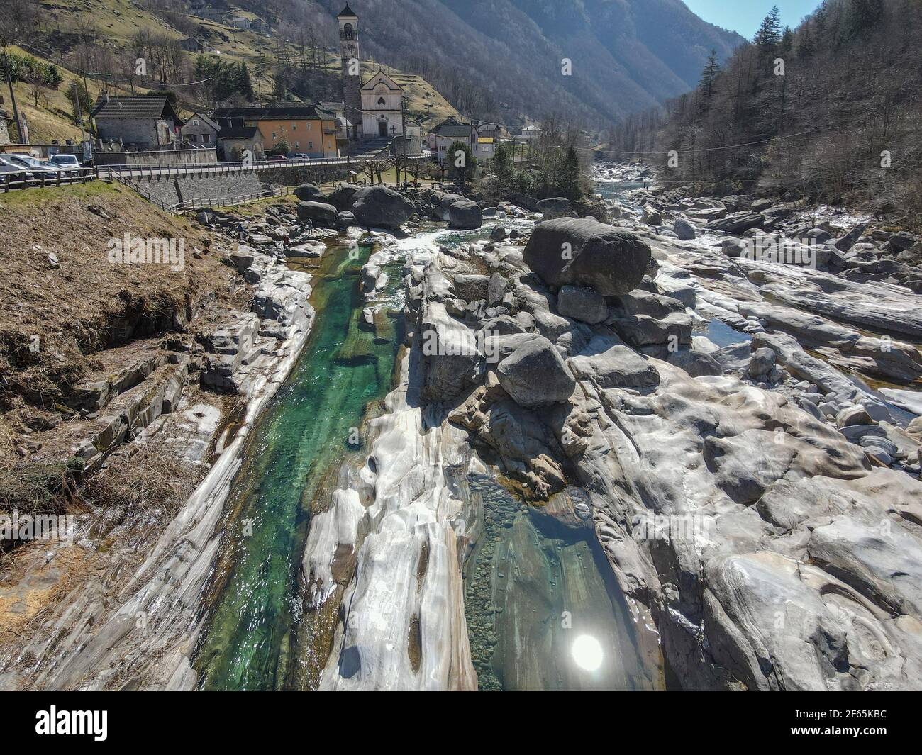 The river Verzasca at Lavertezzo on Verzasca valley in Switzerland ...