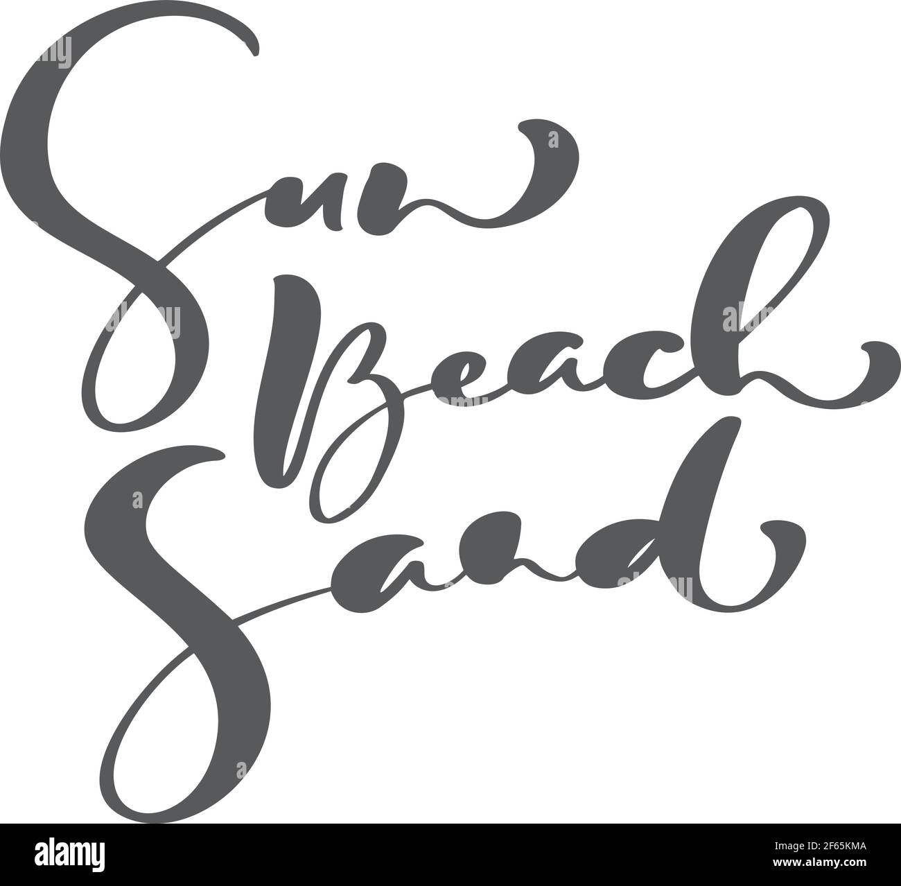 Vector hand drawn brush calligraphy lettering text Sun Beach Sand ...