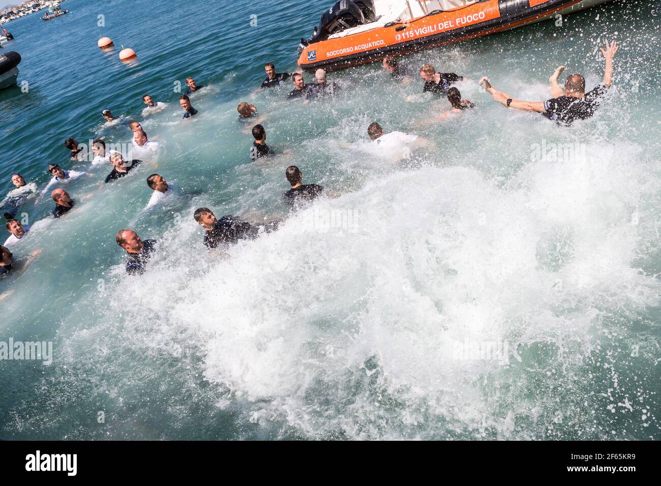 FORD Team jump in water podium ambiance during the 2017 WRC World Rally ...