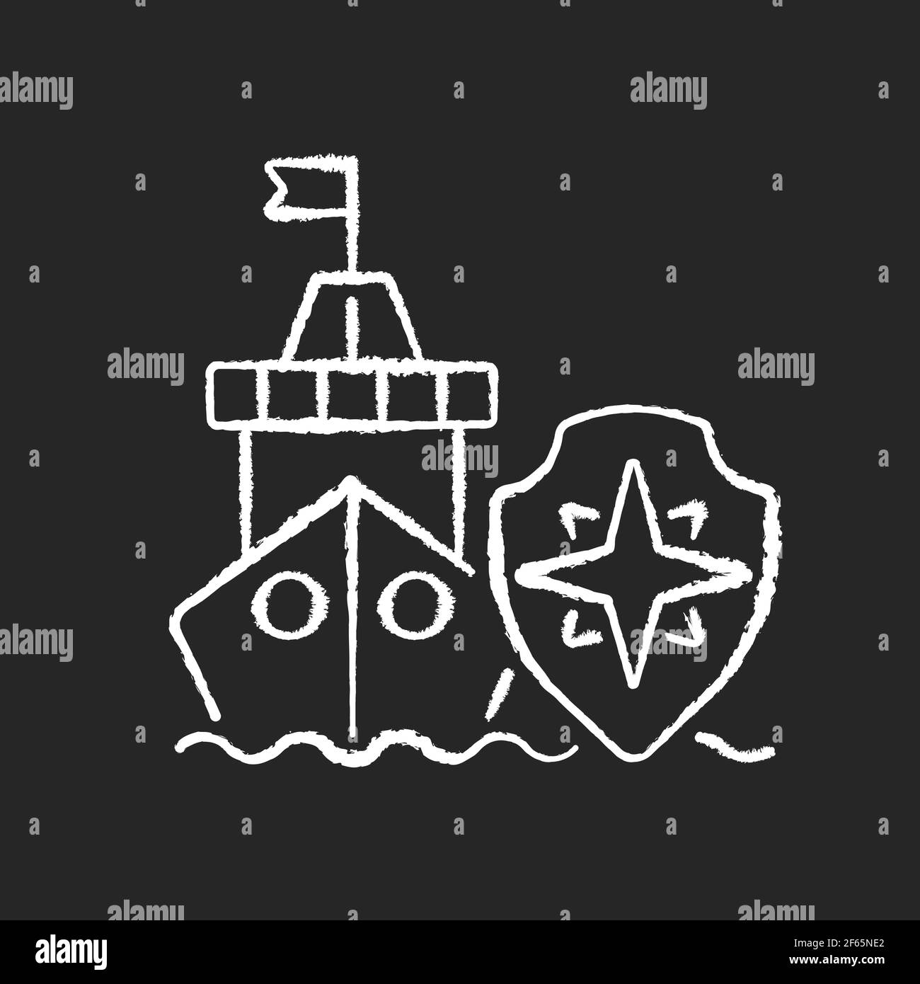 Maritime security chalk white icon on black background Stock Vector ...