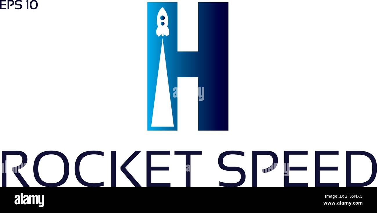 Letter H Rocket Logo Design Speed Space Fast Spaceship Vector Icon ...