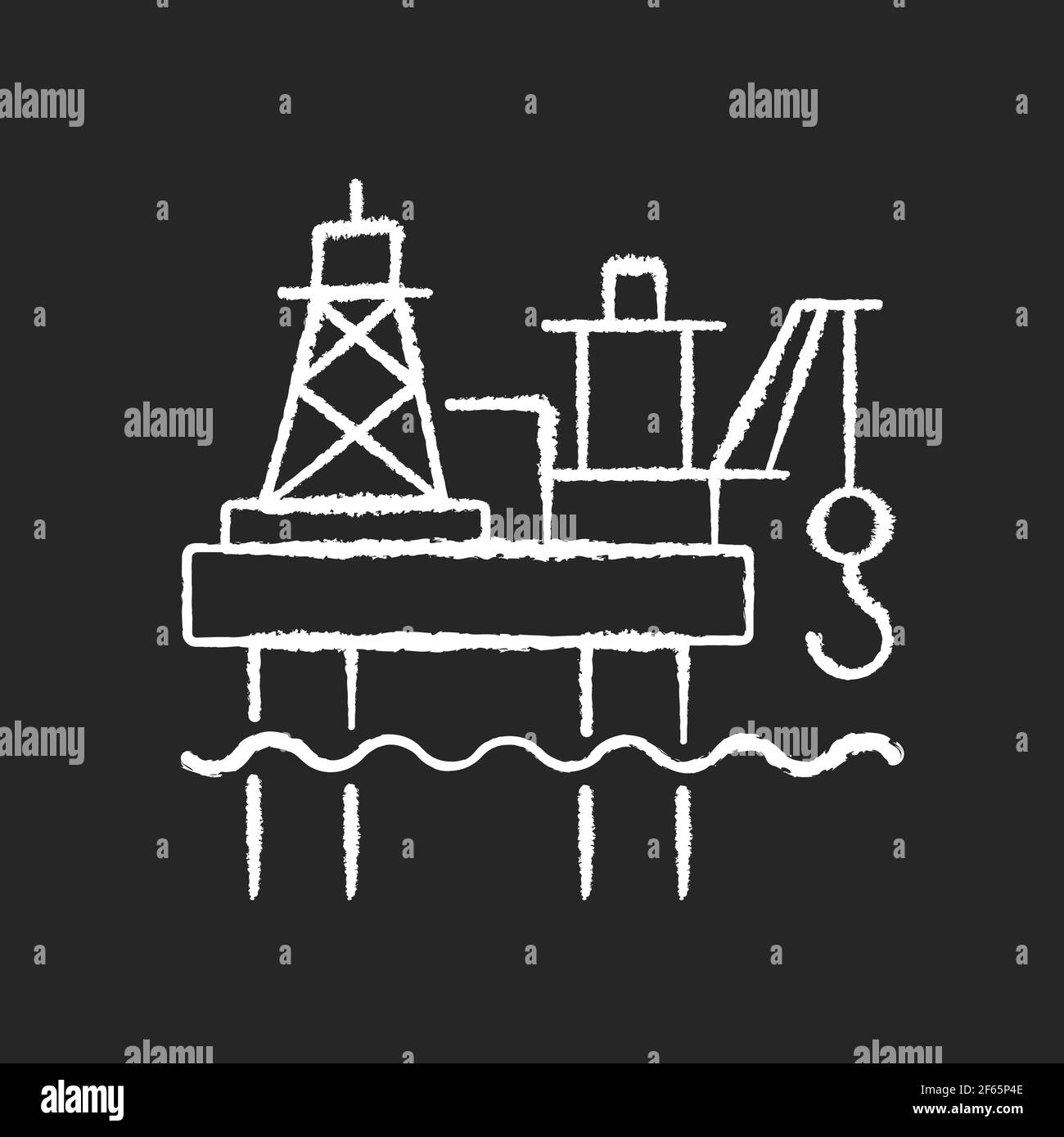 Offshore oil platform chalk white icon on black background Stock Vector ...