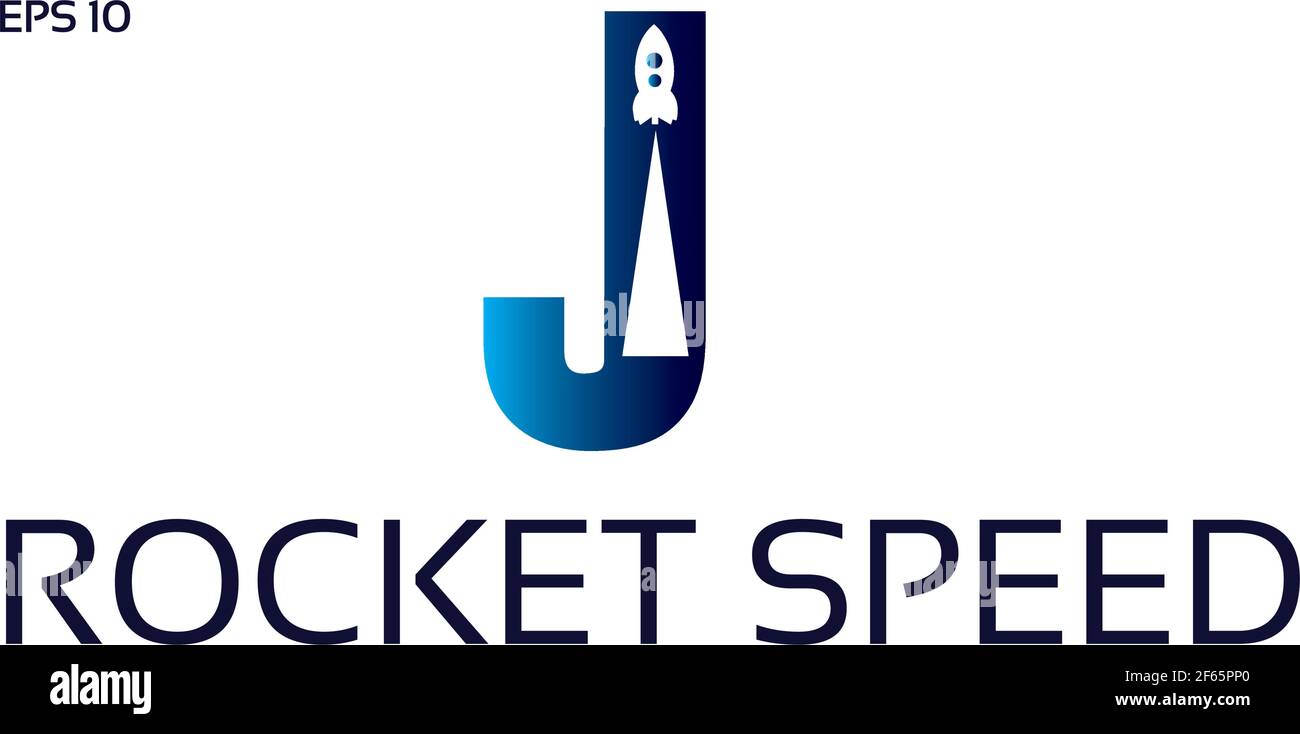 Letter J Rocket Logo Design Vector Icon Symbol Fly Speed Fast Astronaut ...