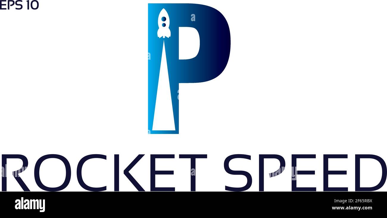 Letter P Rocket Logo Design Vector Icon Symbol Speed Space Fast Child ...