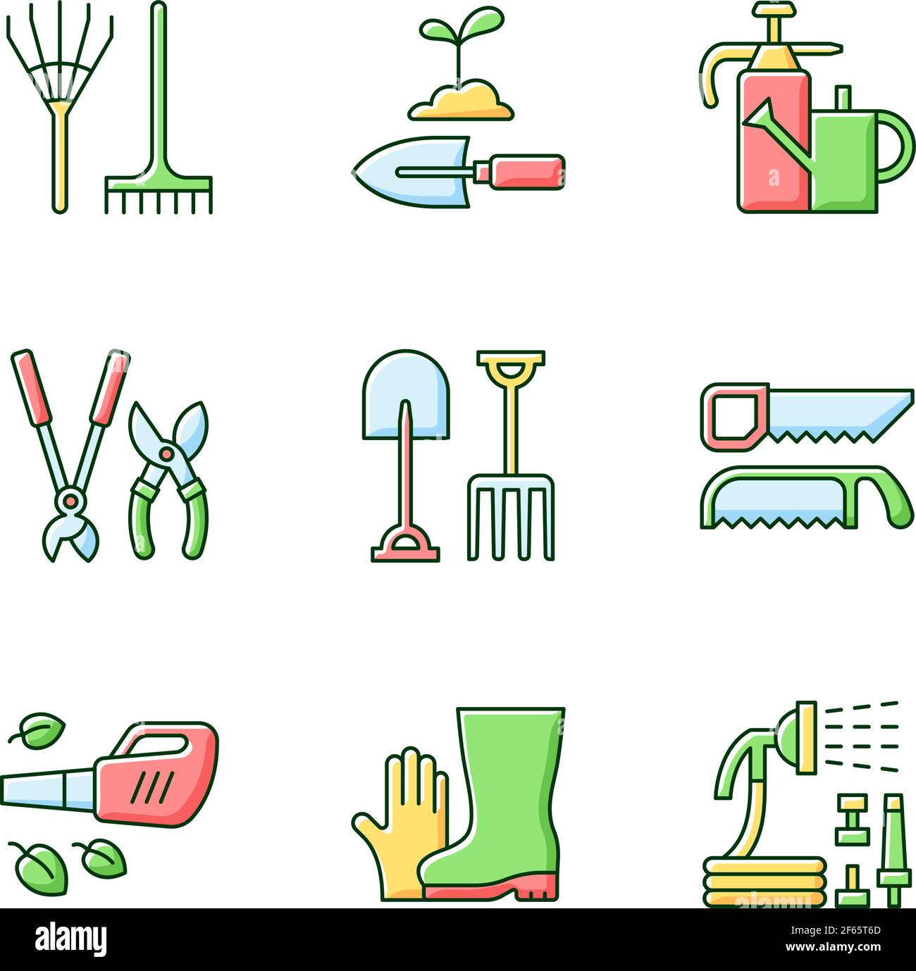 Gardening equipment RGB color icons set Stock Vector Image & Art - Alamy