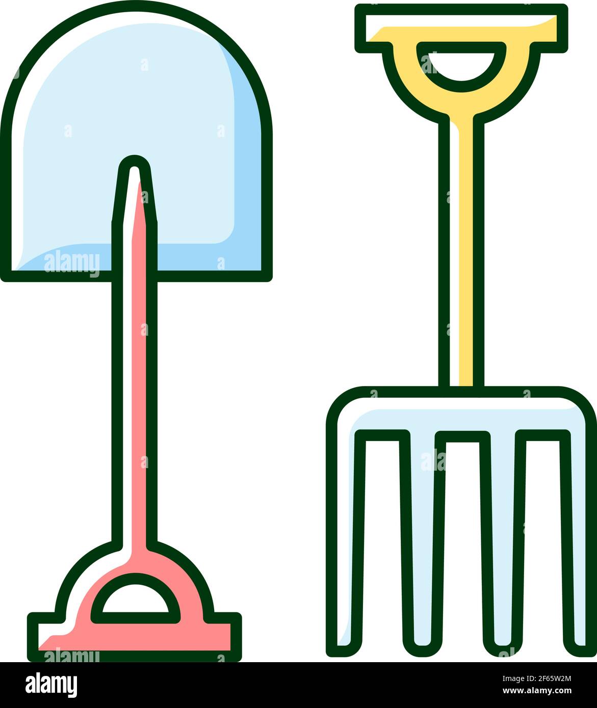 Garden fork and spade RGB color icon Stock Vector Image & Art - Alamy