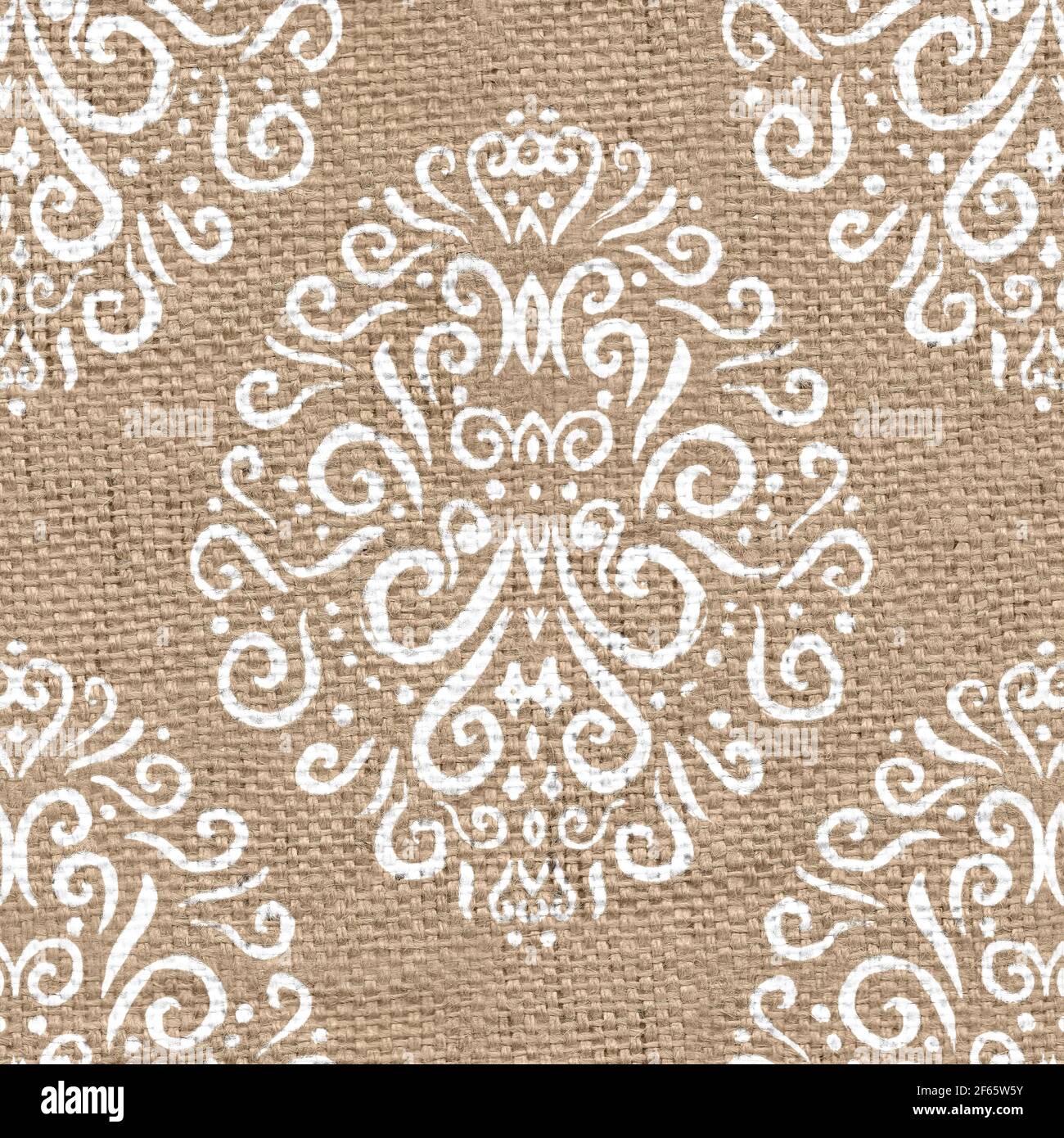 Seamless burlap with white paint pattern overlay Stock Photo - Alamy