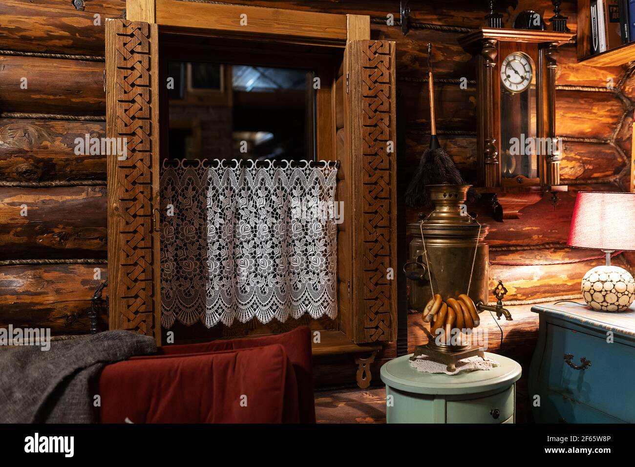 cozy interior of a country house in a classic style. old-fashioned ...