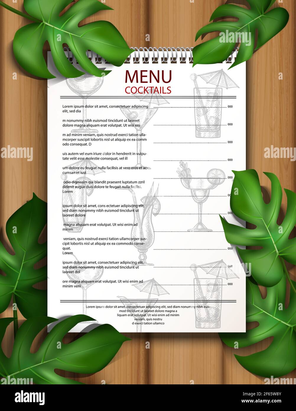 Tropical Drinks Menu