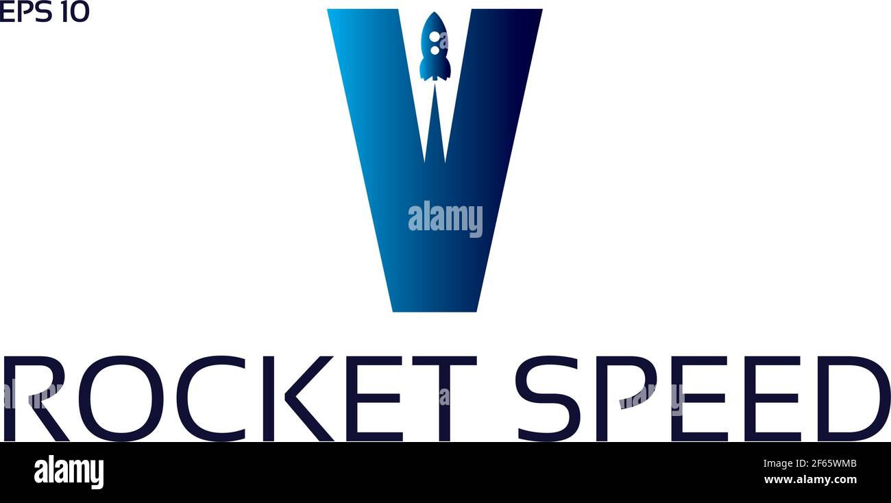 Letter V Rocket Logo Design spaceship Fly Vector Speed Fast Space ...