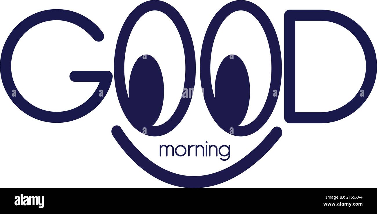 Good Morning Happy Face Typography Inspiring Motivational Vector Icon ...
