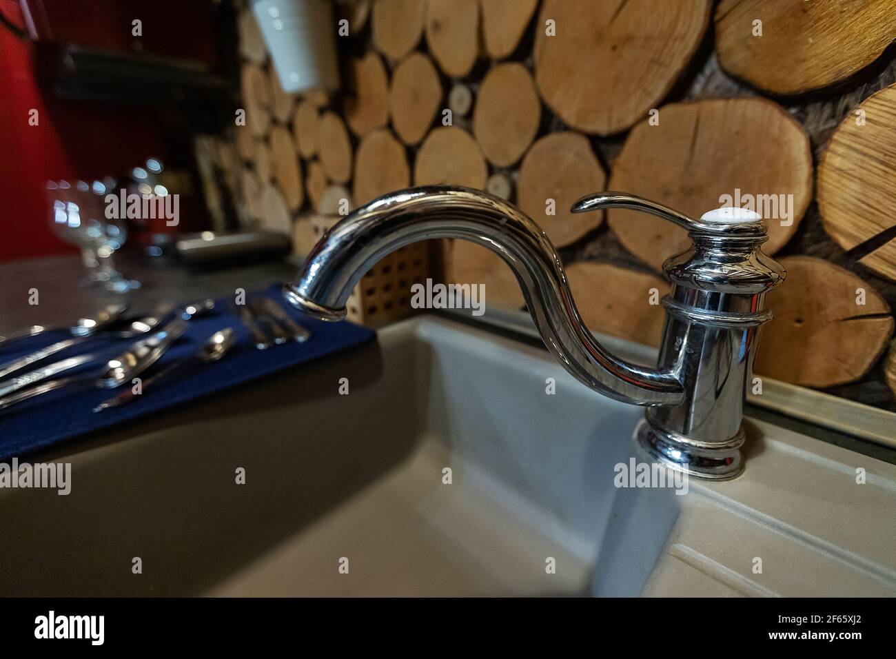 white washbasin in the bathroom. new minimalistic interior in the ...