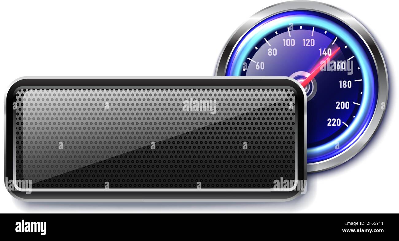 3d realistic vector car race speedometer with text plate, isolated on ...