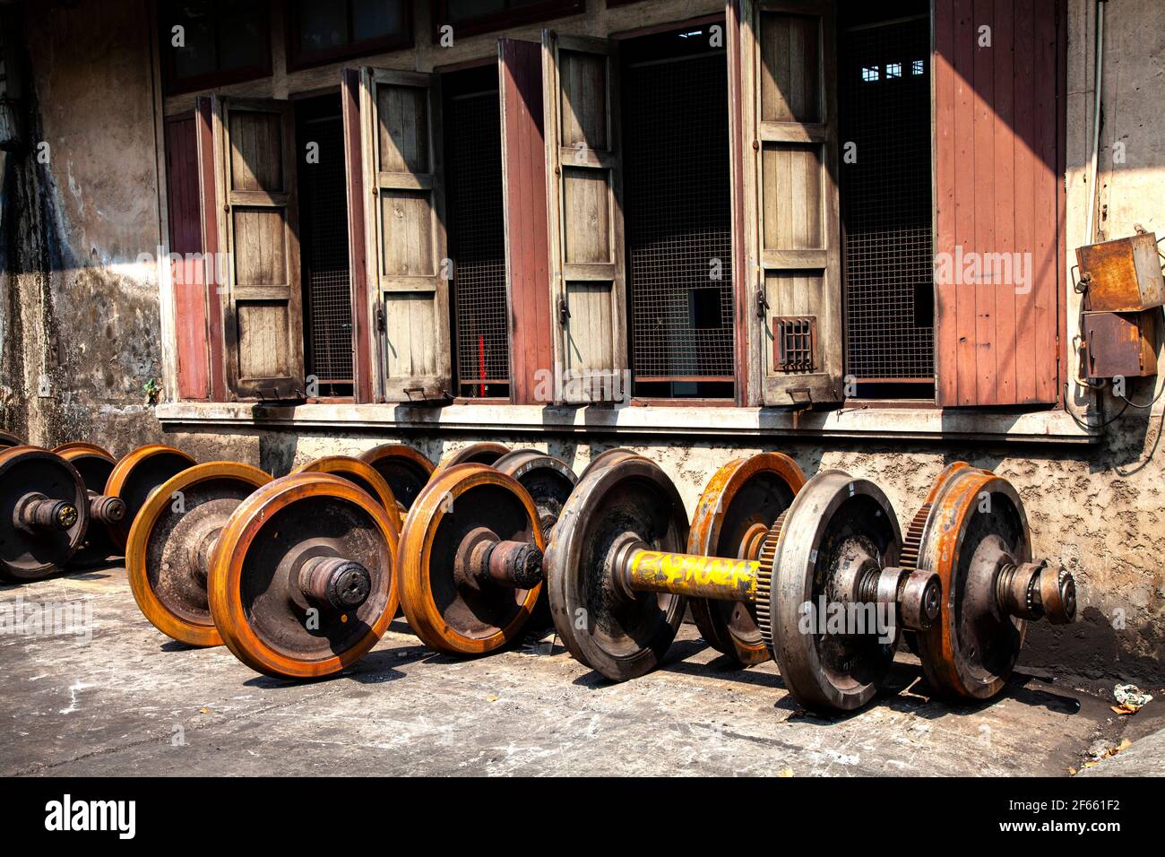 heavy industry factory,production of the steel train wheels Stock Photo ...