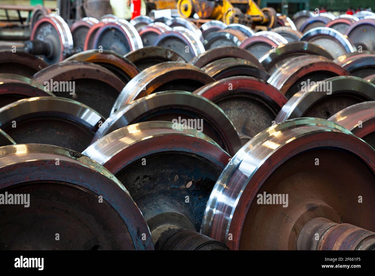 heavy industry factory,production of the steel train wheels Stock Photo ...