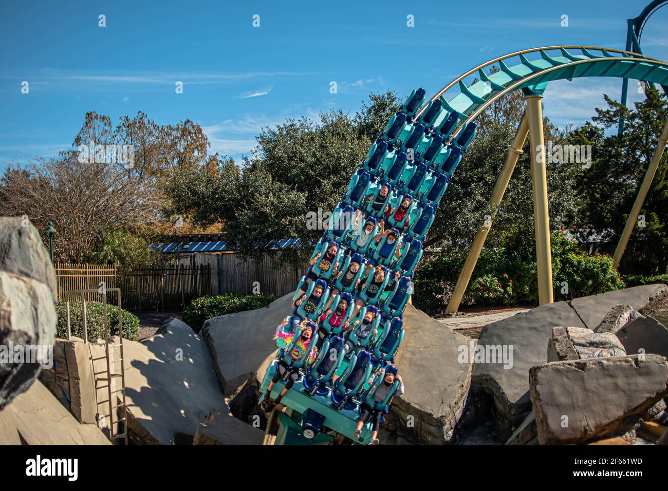 Orlando, Florida. December 22, 2020. People enjoying Kraken roller ...