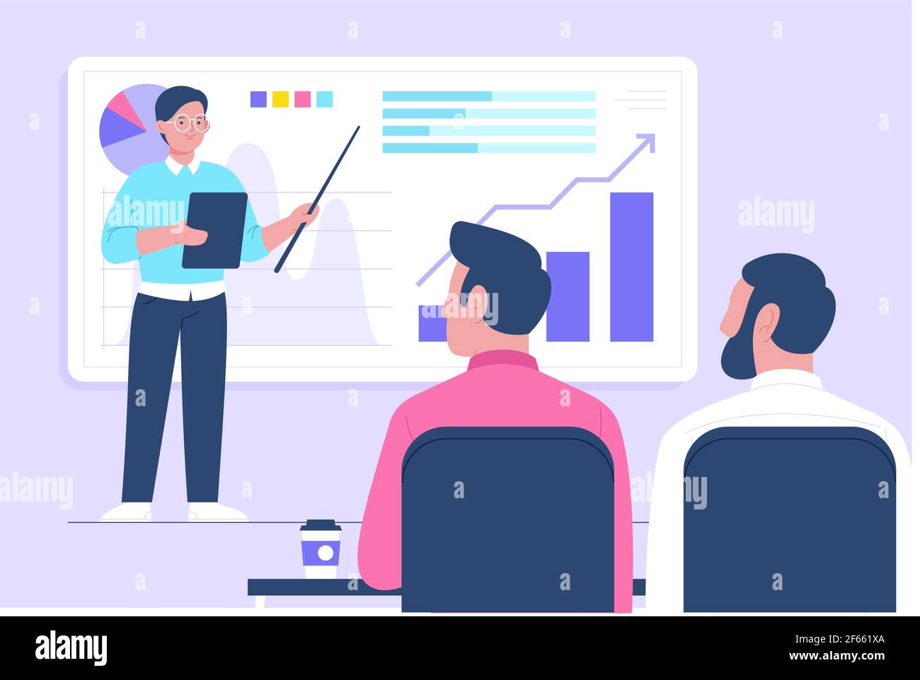 Flat people on business training illustration Vector illustration Stock ...