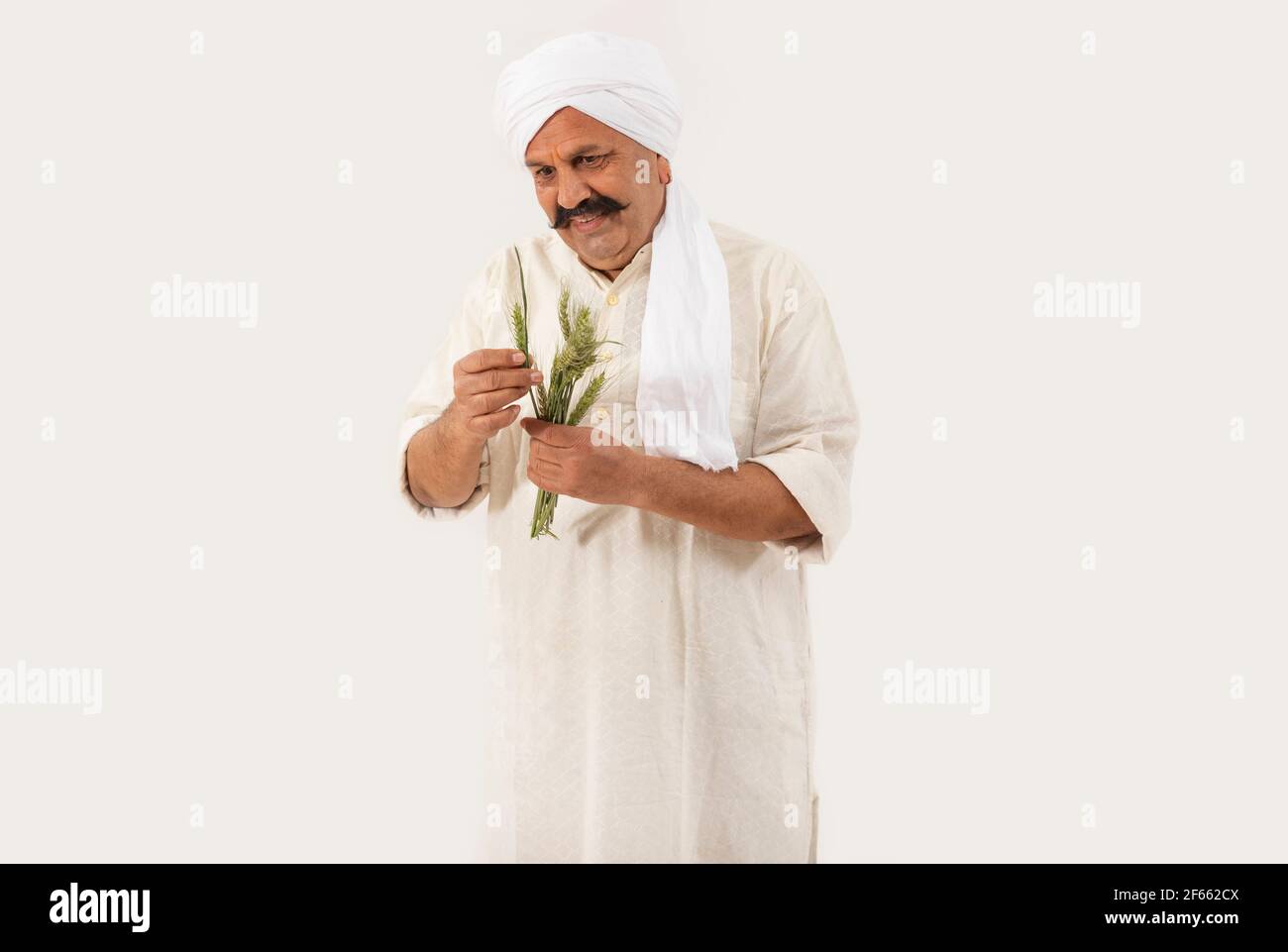 Indian farmer white turban in hi-res stock photography and images - Alamy