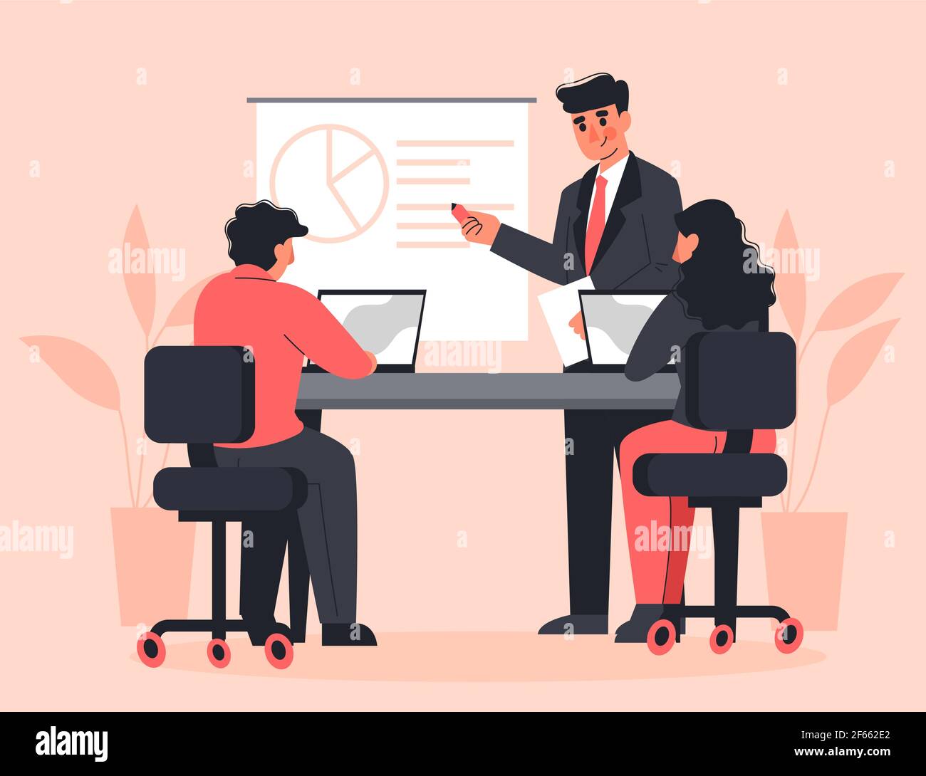 Flat design people on business training illustrated Vector illustration ...