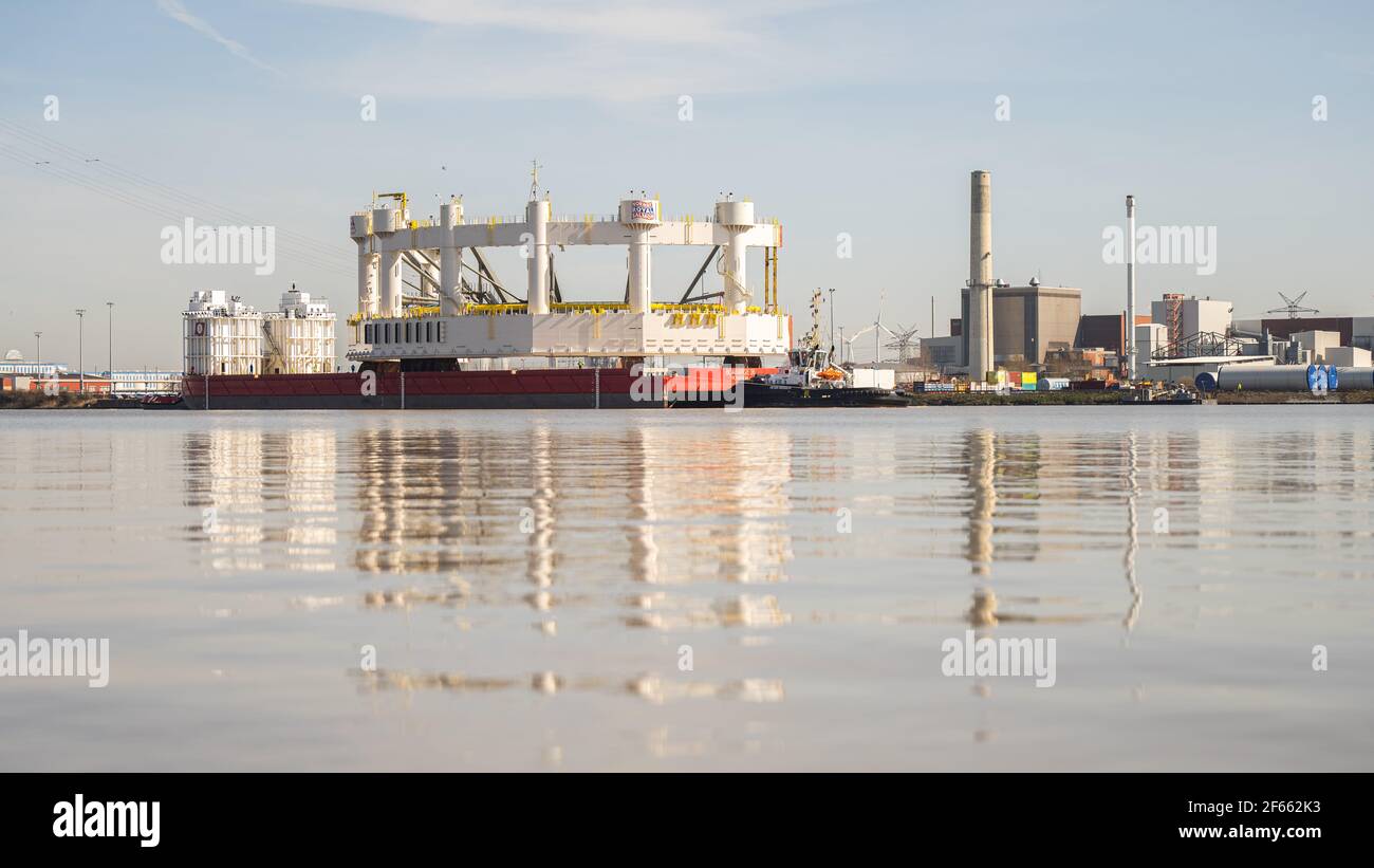 Emden, Germany. 30th Mar, 2021. The 1600-tonne component for a deep-sea ...