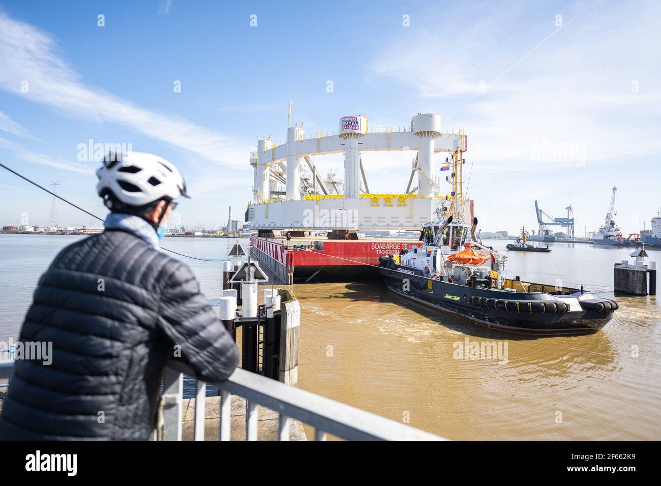 Emden, Germany. 30th Mar, 2021. The 1600-tonne component for a deep-sea ...