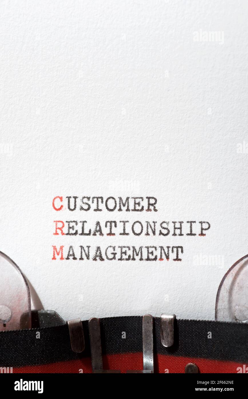 Customer relationship management phrase written with a typewriter Stock ...