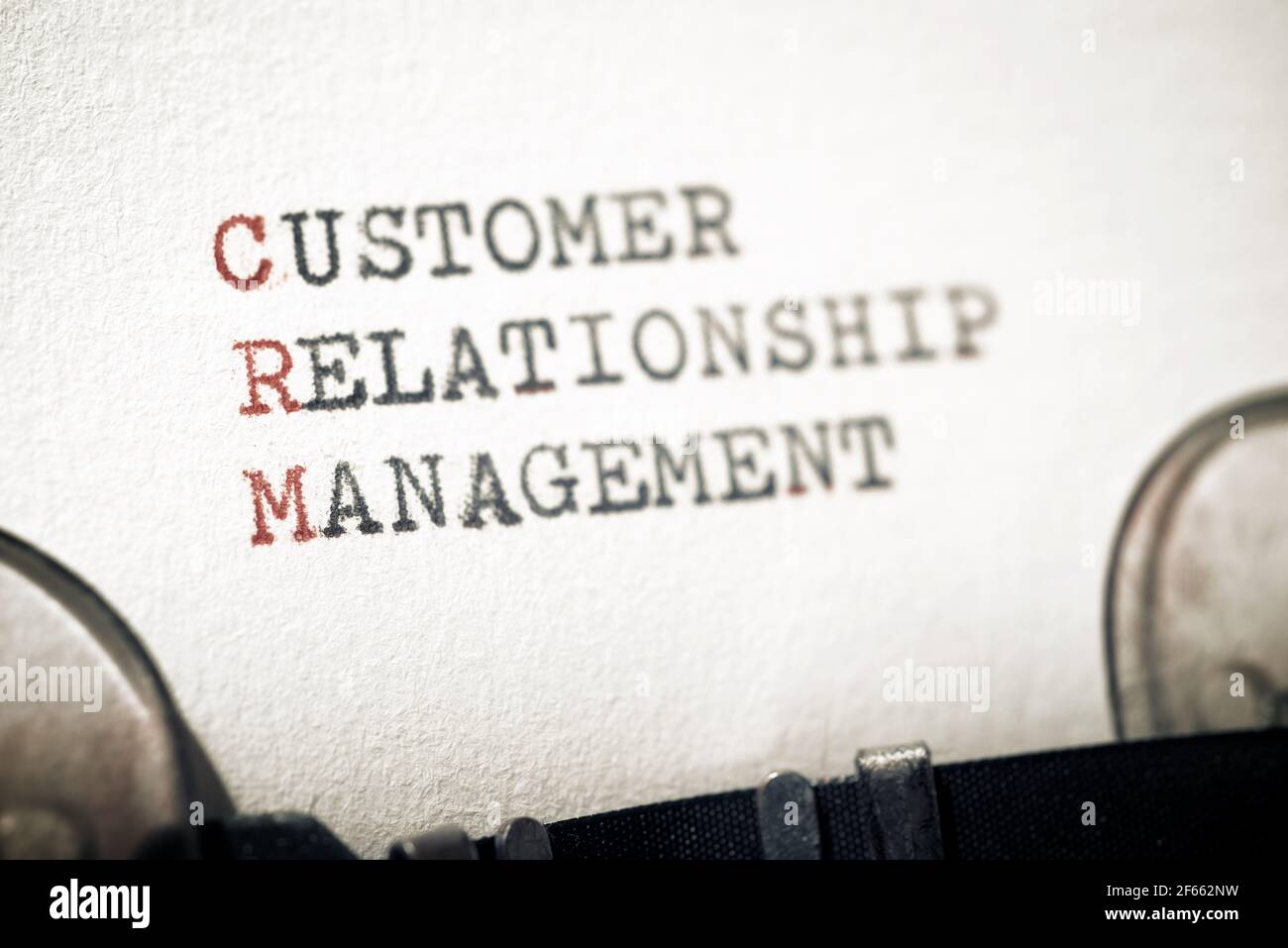 Customer relationship management phrase written with a typewriter Stock ...