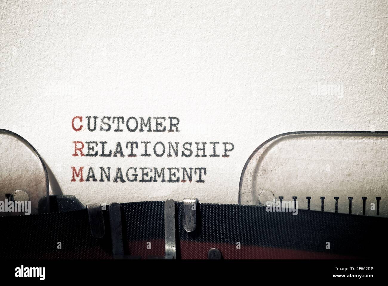 Customer relationship management phrase written with a typewriter Stock ...