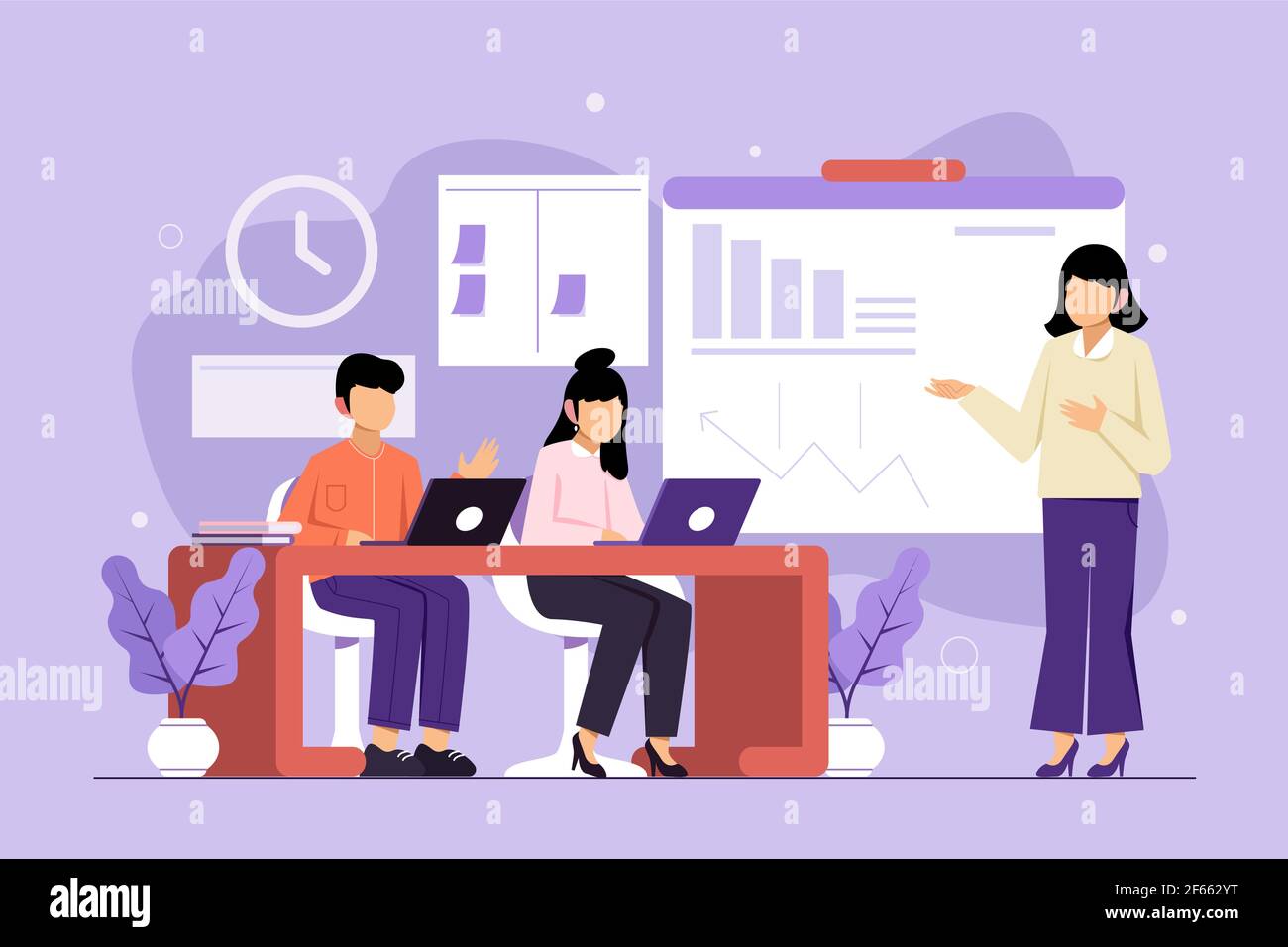 Flat people on business training illustrated Vector illustration Stock ...