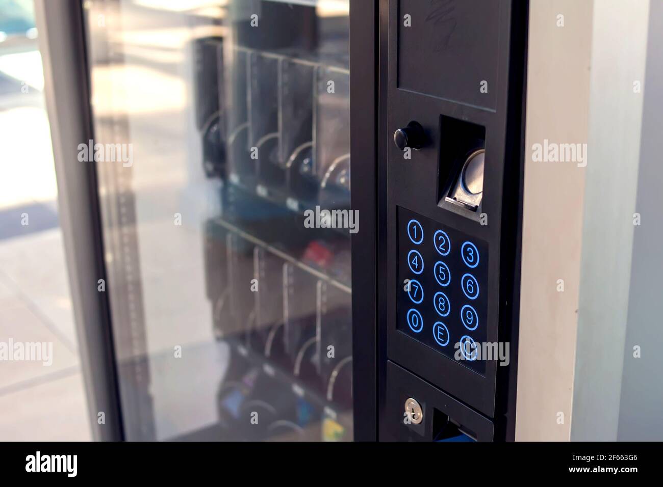 Vending machine keyboard on operation panel. Self-used technology and ...