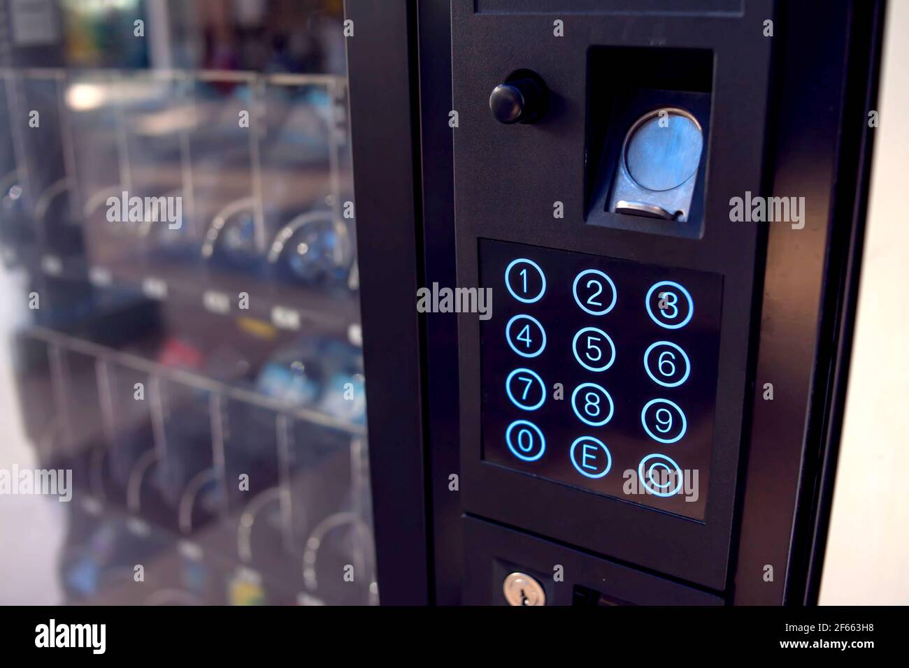 Vending machine keyboard on operation panel. Self-used technology and ...