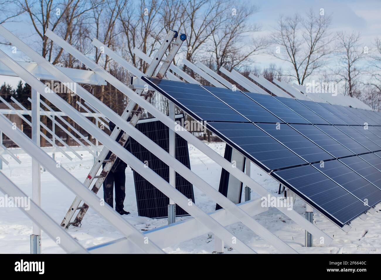 Installation of solar panels. Alternative energy. Environmental ...