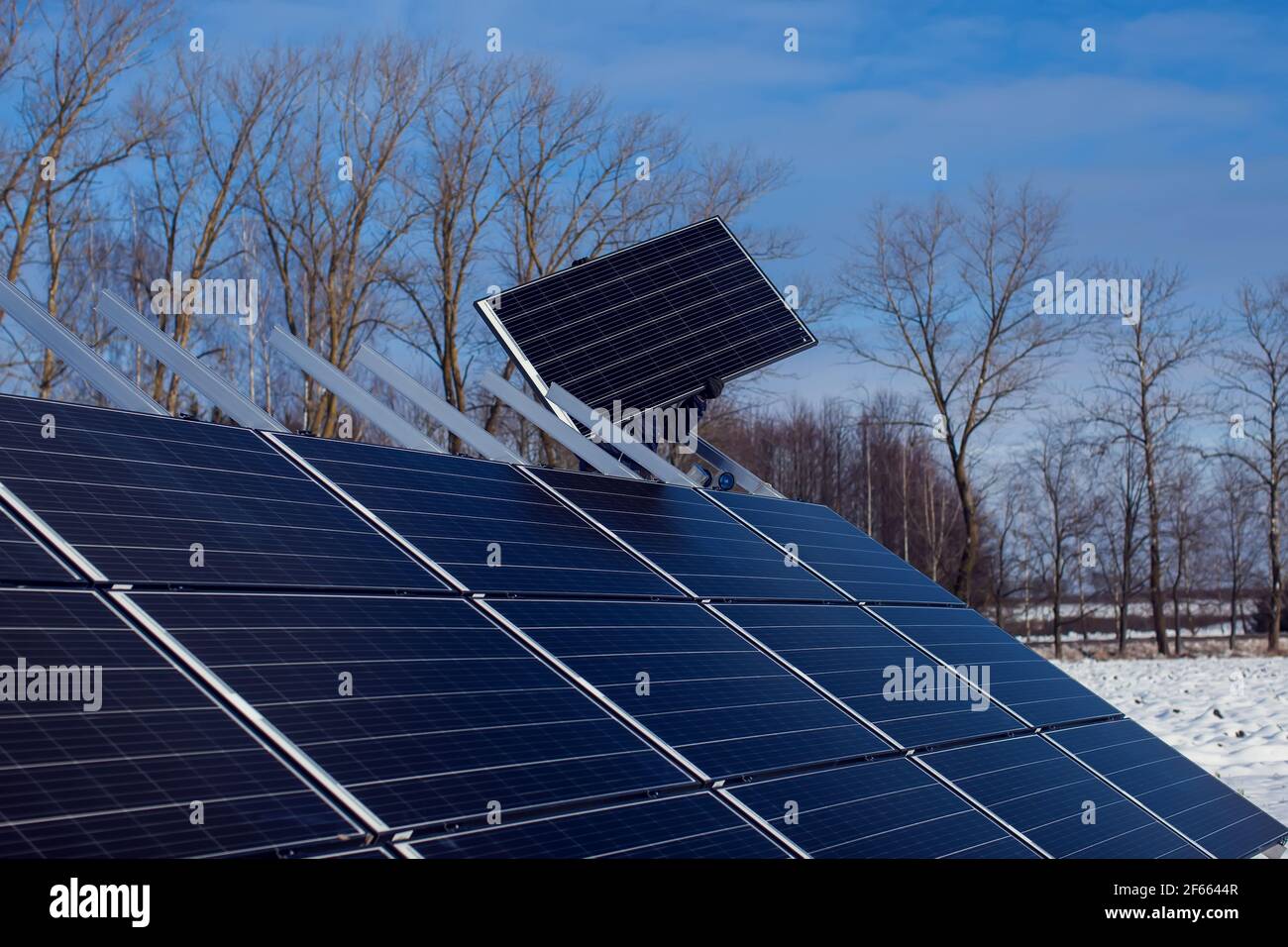 Installation of solar panels. Alternative energy. Environmental ...