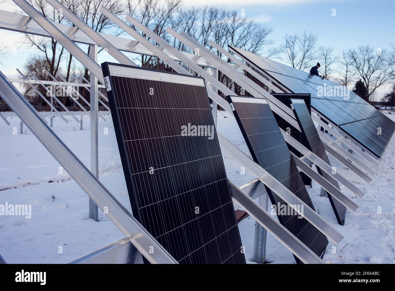 Installation of solar panels. Alternative energy. Environmental ...