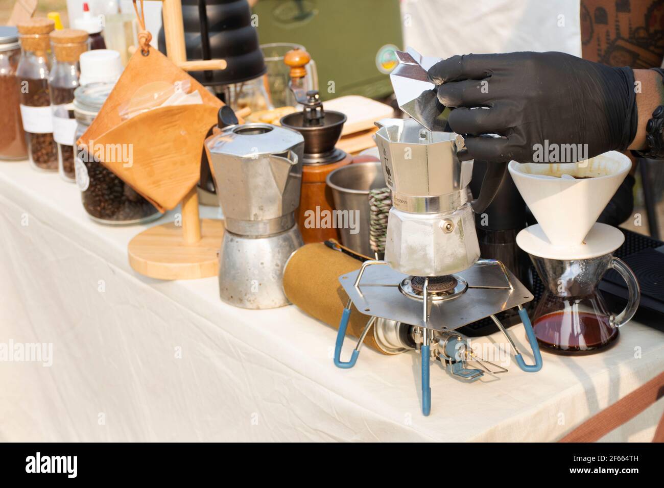 Tools equipment and material for thai men barista people use drip ...