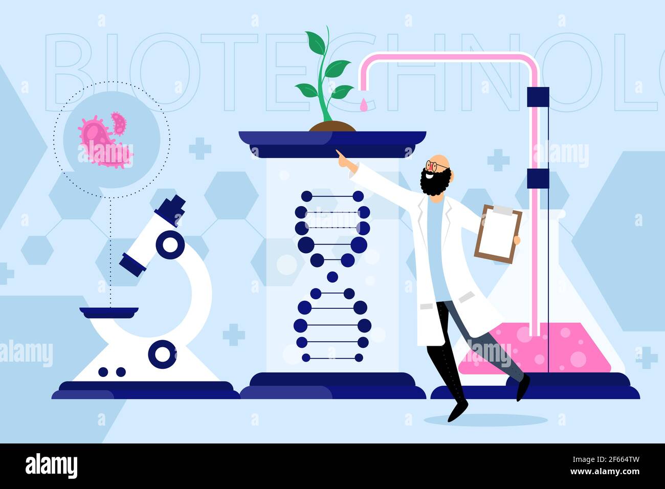Biotechnology concept flat design Vector illustration Stock Vector ...